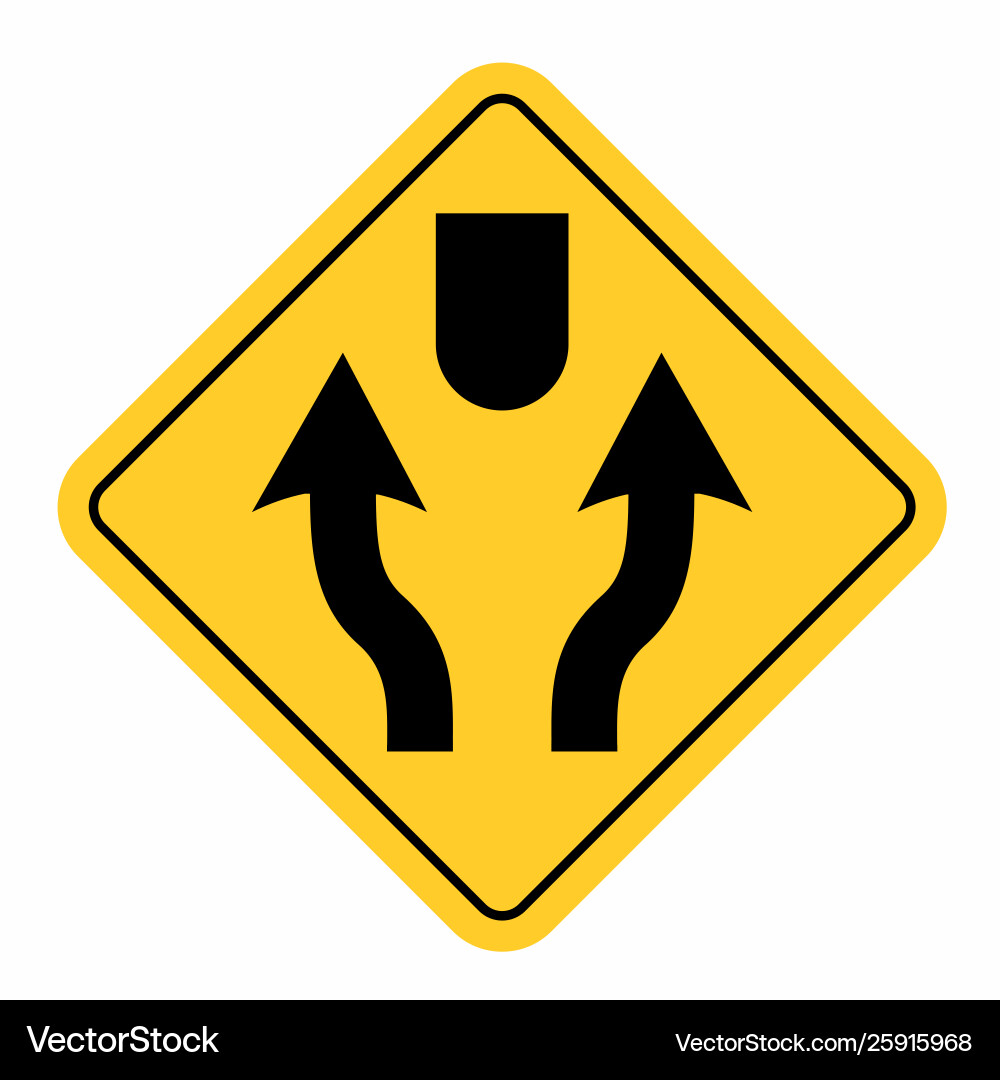 Divided lanes traffic sign Royalty Free Vector Image