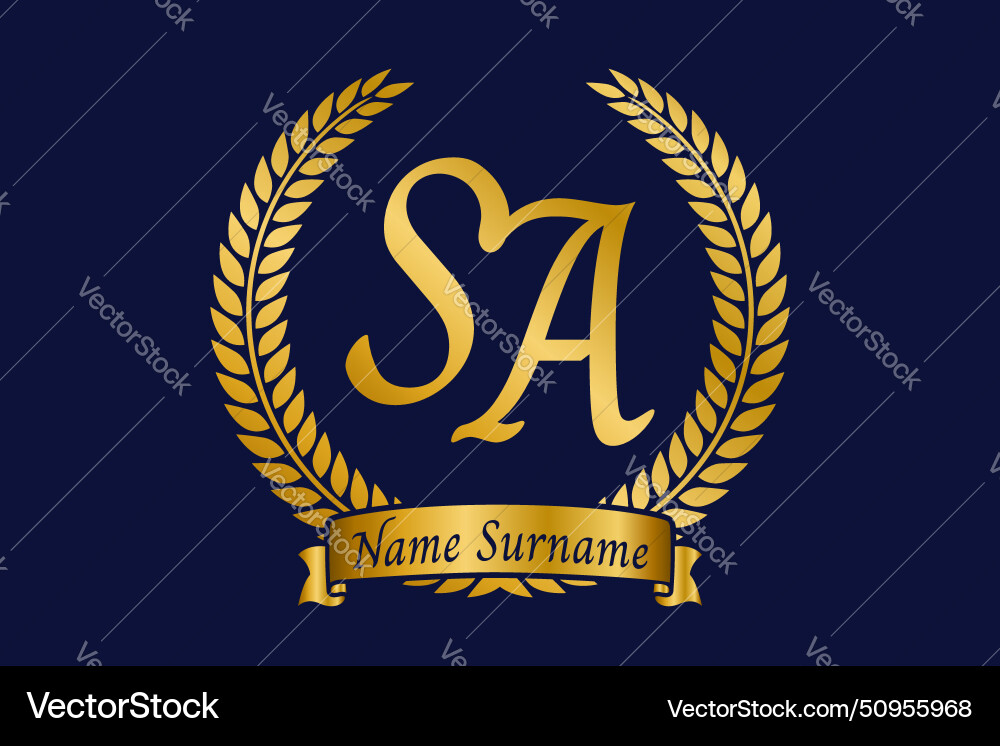 Initial letter s and a sa monogram logo design Vector Image