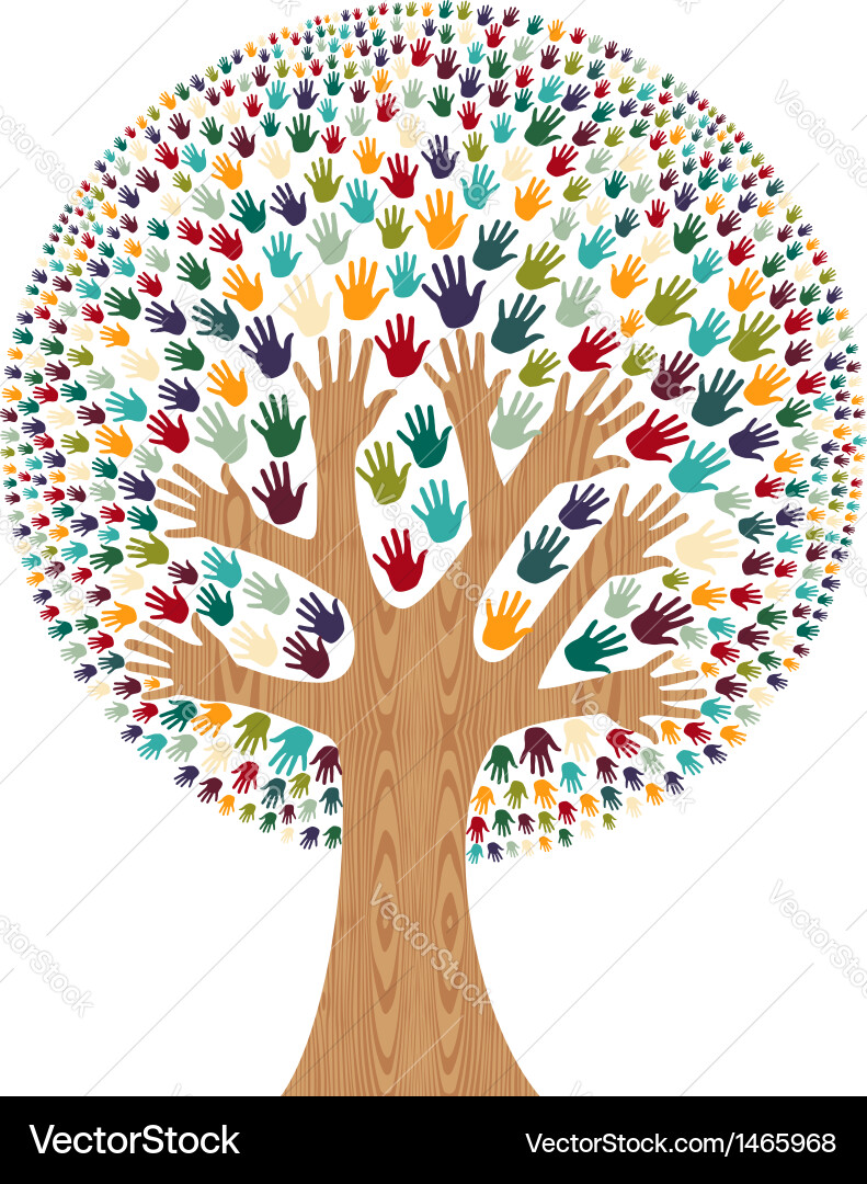 Isolated diversity tree hands Royalty Free Vector Image