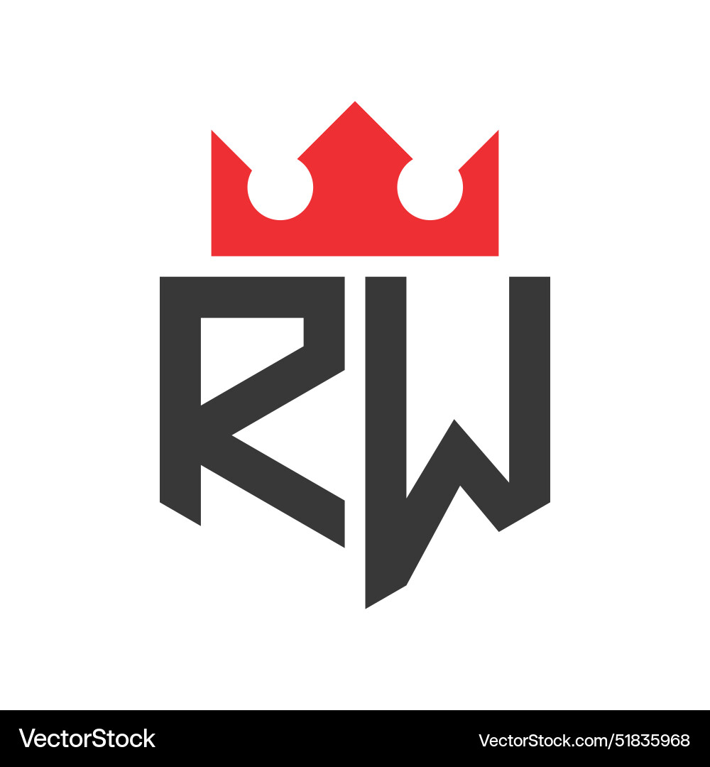 Letter rw crown logo Royalty Free Vector Image