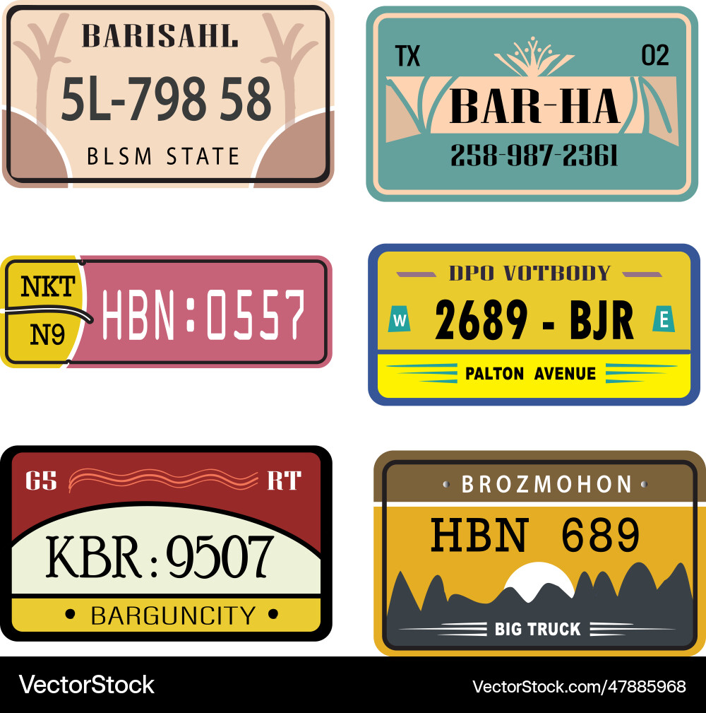 Number plate Royalty Free Vector Image - VectorStock