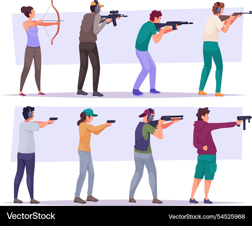 Shooting Characters - Action Scene Royalty Free Vector Image