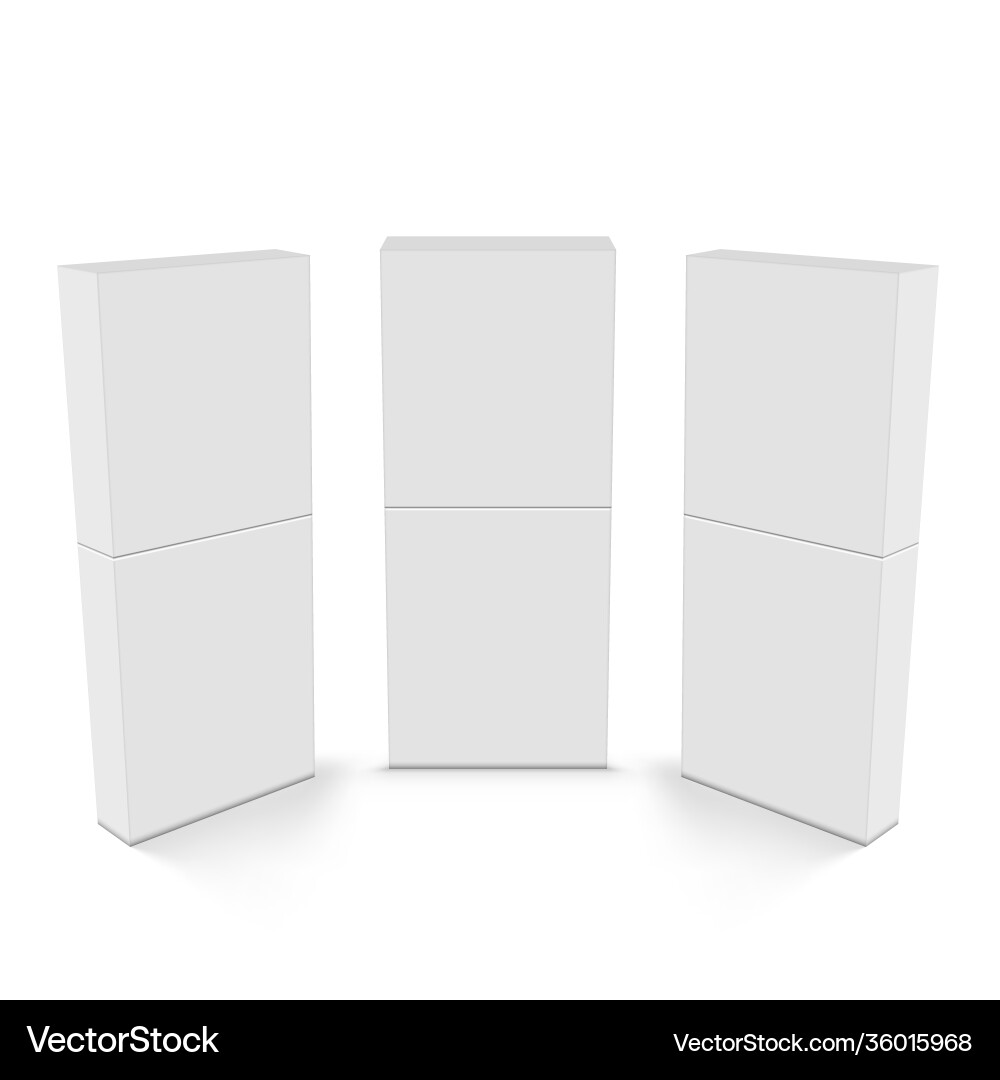 Three white 3d cut in half boxes Royalty Free Vector Image
