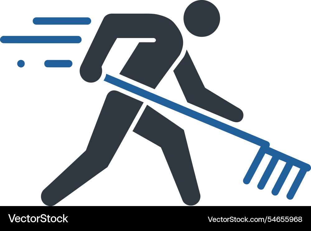 Worker with rake icon Royalty Free Vector Image