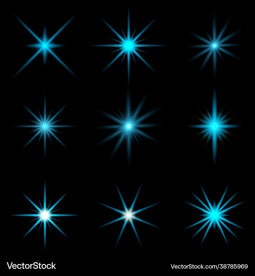 Blue starburst collection Royalty Free Vector Image