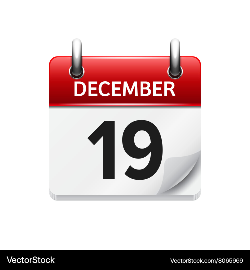 December 19 Calendar Icon Royalty Free Vector Image