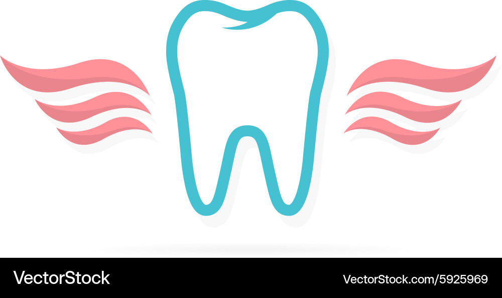 Dentist logo tooth with wings Royalty Free Vector Image