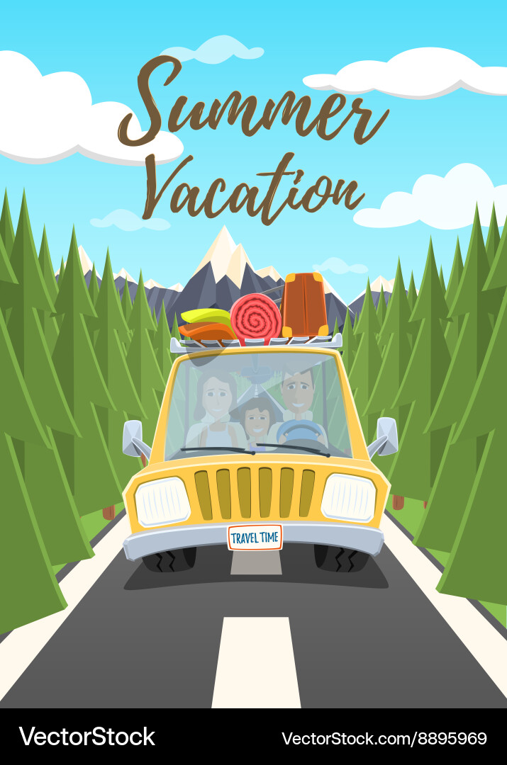 Family Road Trip Vacation Royalty Free Vector Image