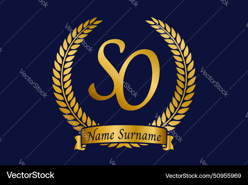 Initial letter s and o so monogram logo design Vector Image