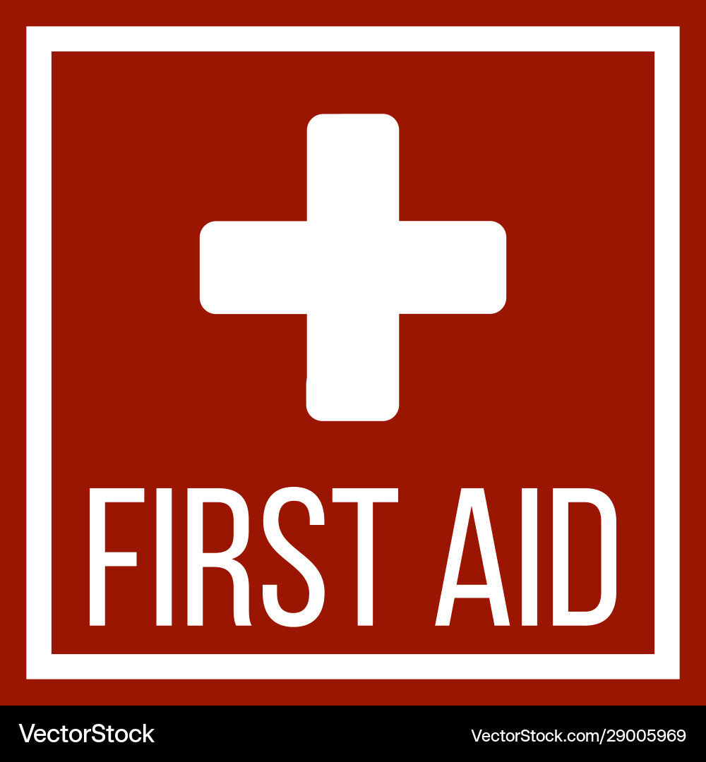 Silhouette a cross in red square first aid Vector Image