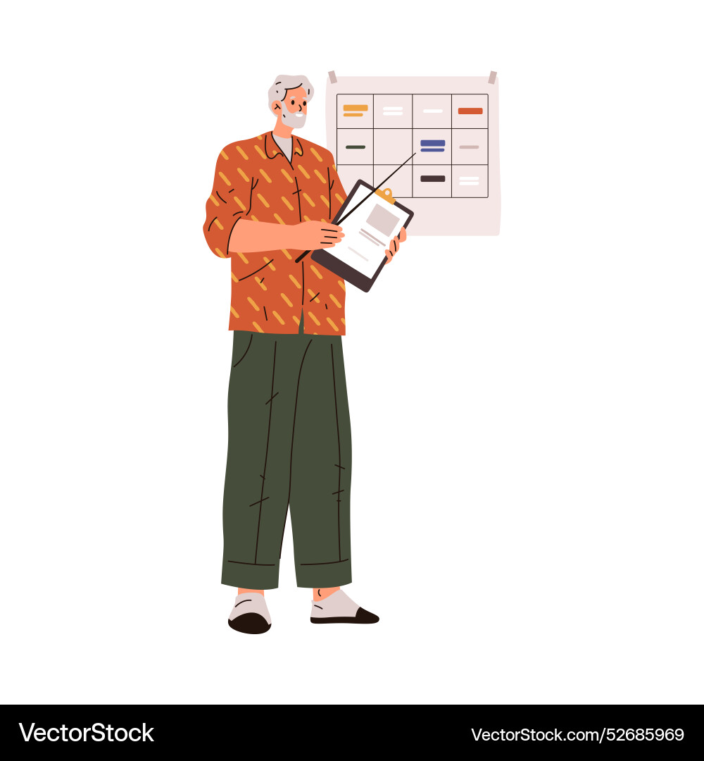 Teacher or university lecturer with charts Vector Image