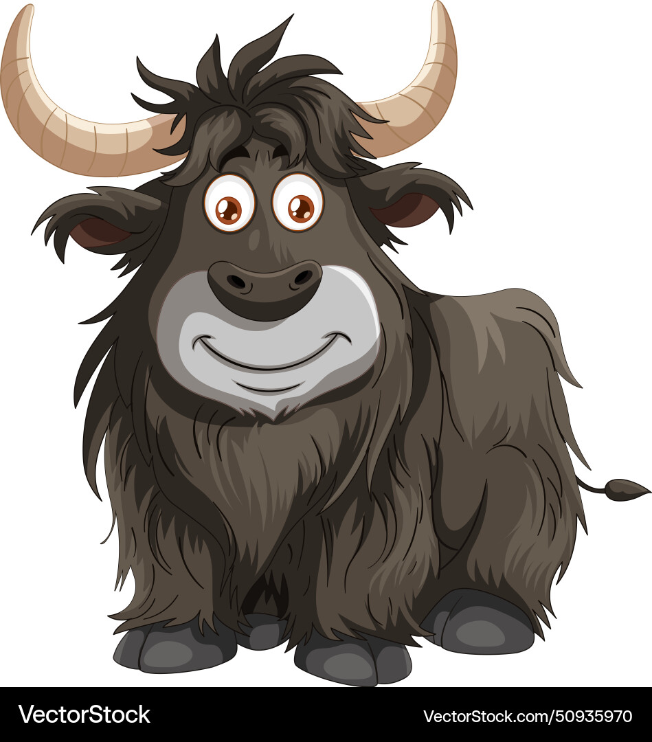 A friendly yak character with big smile Royalty Free Vector
