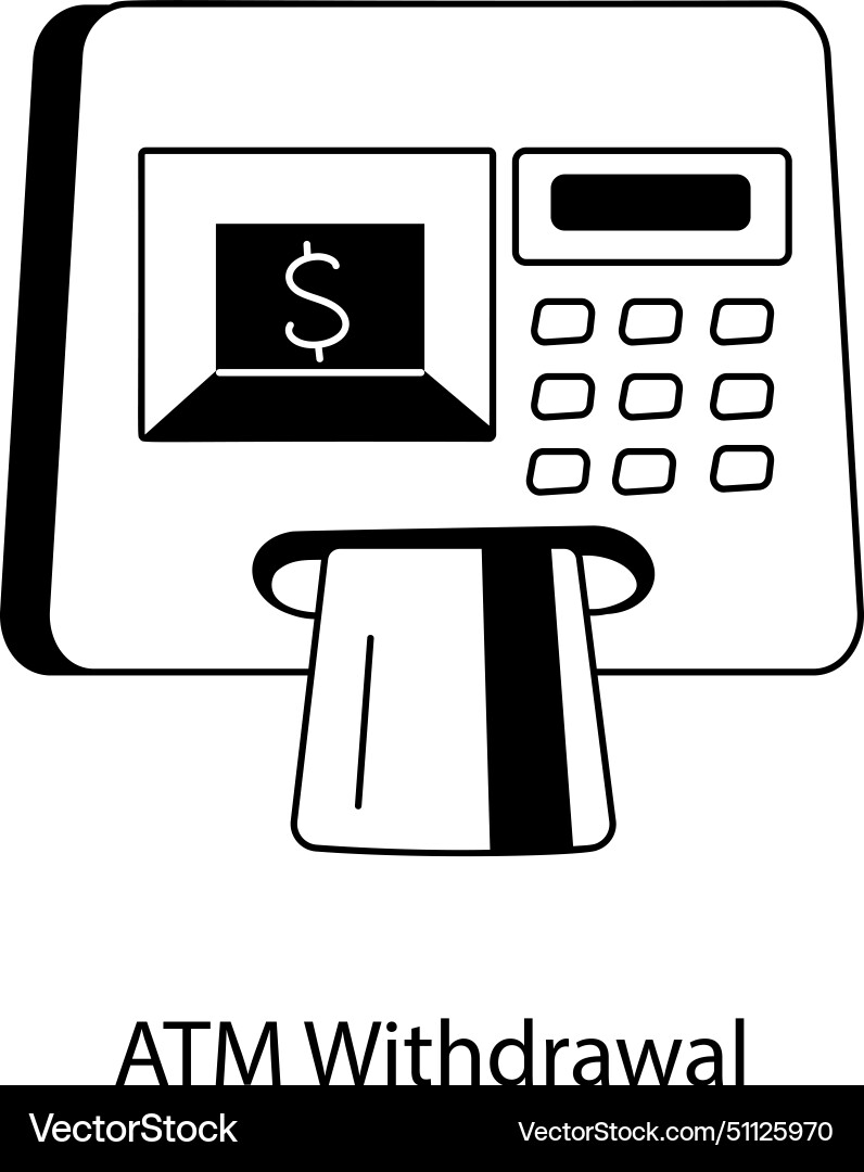 Atm withdrawal Royalty Free Vector Image - VectorStock