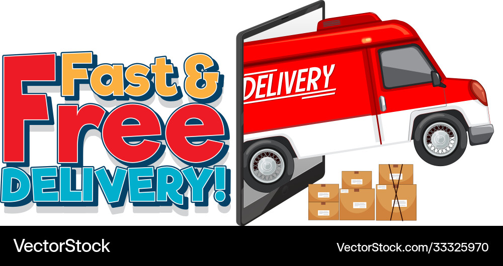Fast and free delivery logo with van Royalty Free Vector