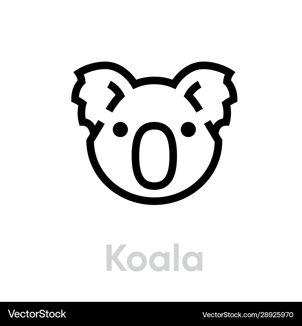 Koala face icon editable line Royalty Free Vector Image