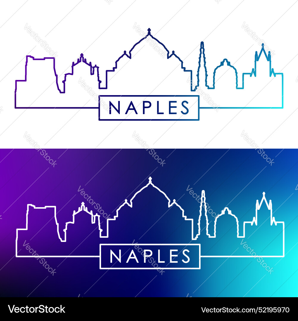 Naples italy skyline colorful linear style Vector Image