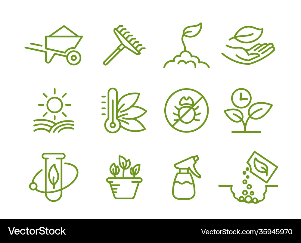 Seedling & Plant Growth Icons Royalty Free Vector Image