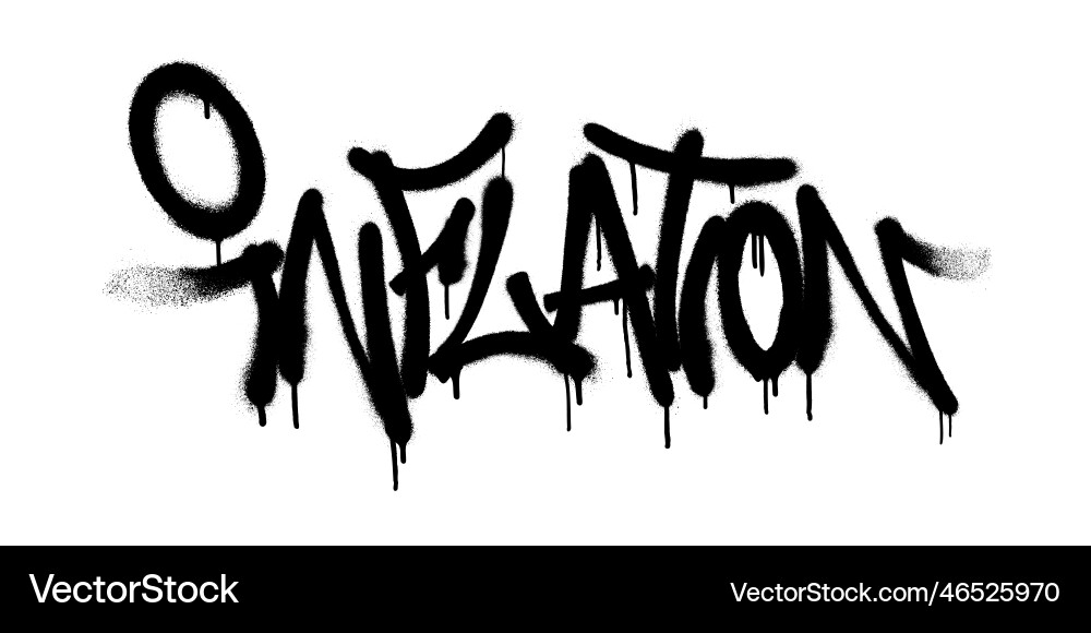 Sprayed inflation font graffiti with overspray Vector Image