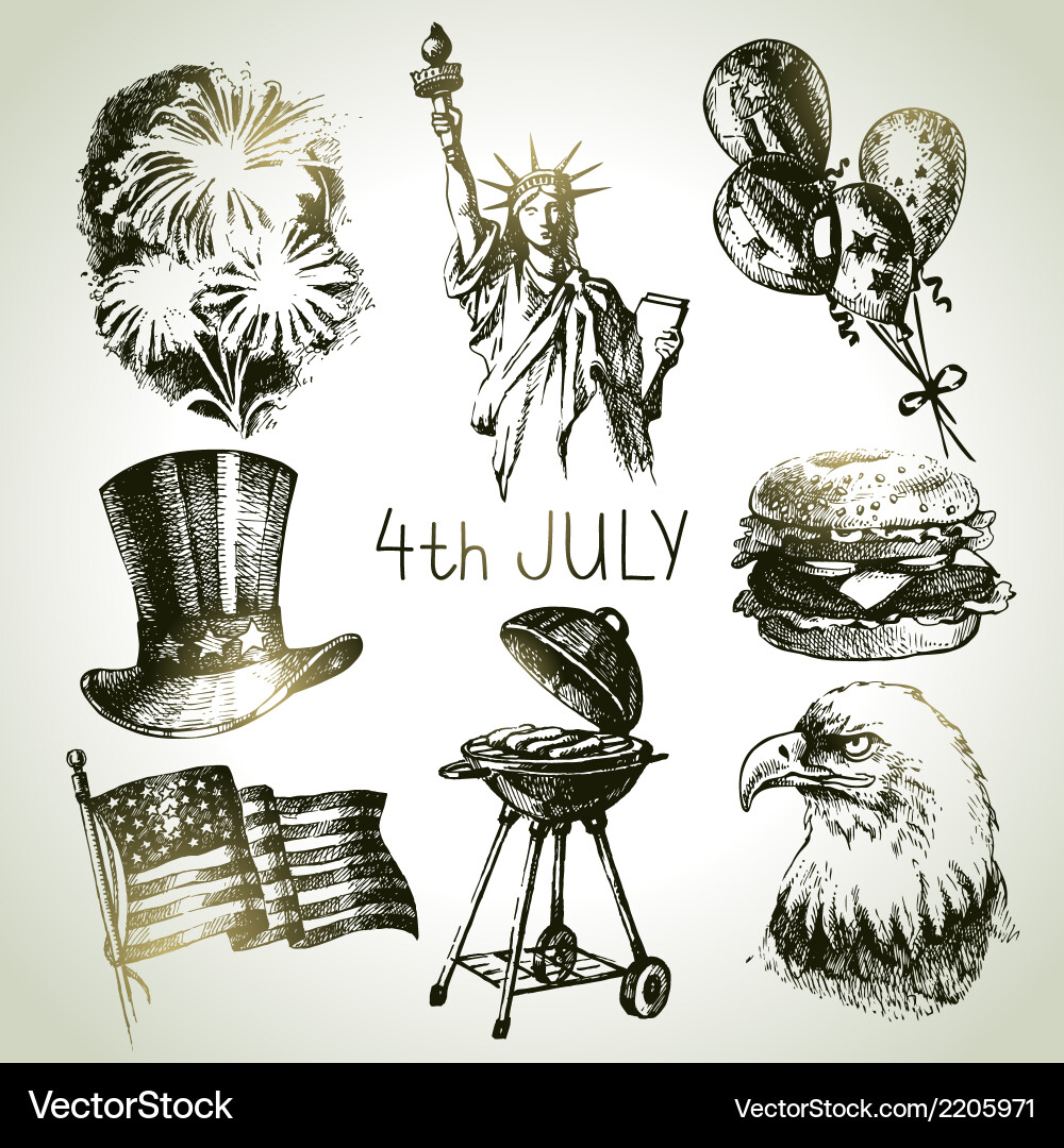 4th of july set Royalty Free Vector Image - VectorStock