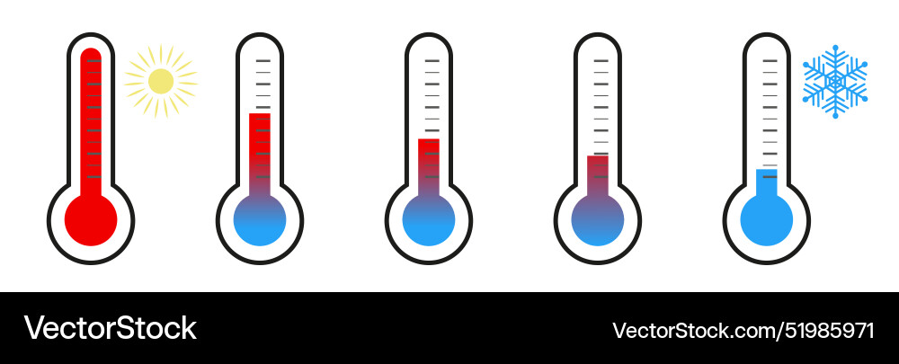 A set of thermometers temperature indicator Vector Image