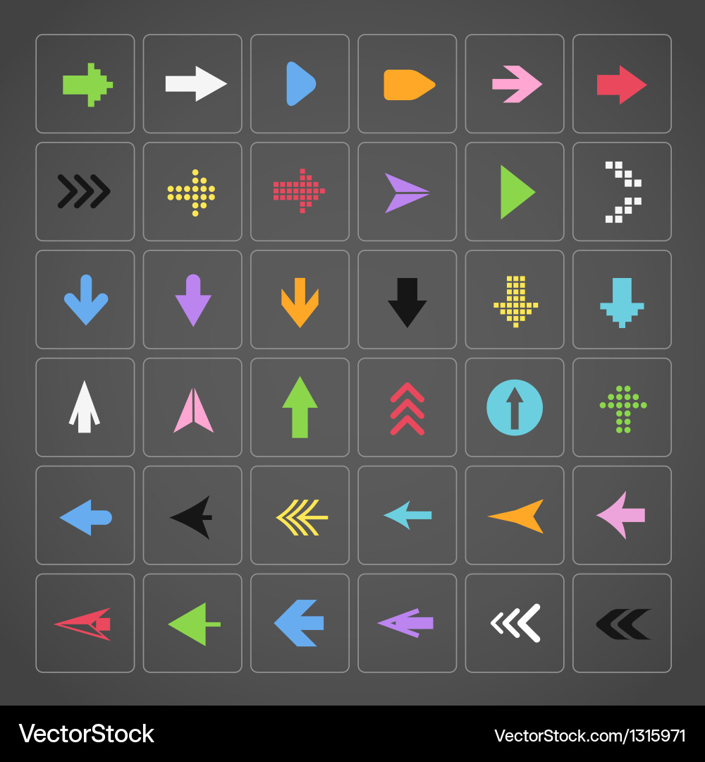 Color arrow buttons interface template Royalty Free Vector