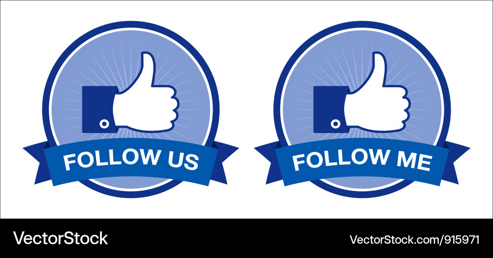 Follow me us retro labels Royalty Free Vector Image