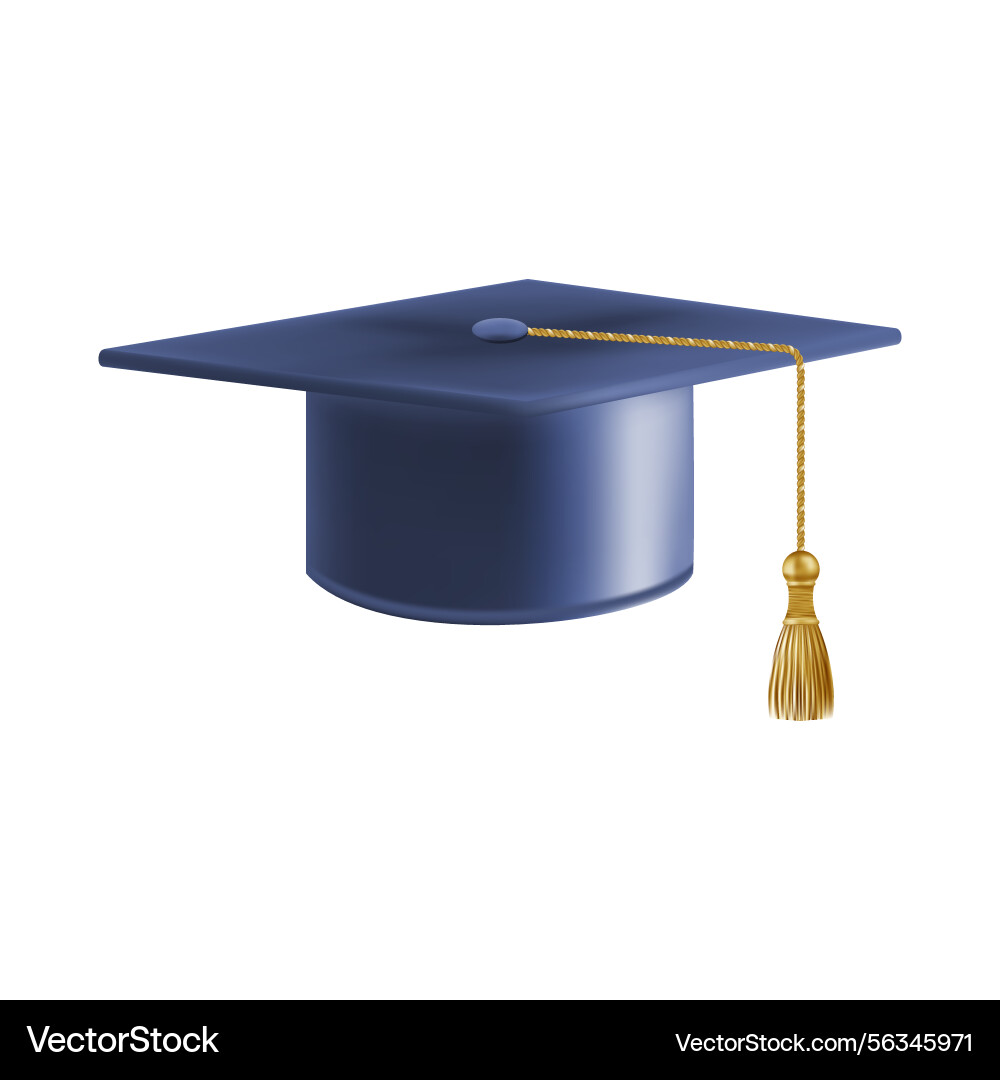 Realistic blue graduate cap 3d graduation Vector Image