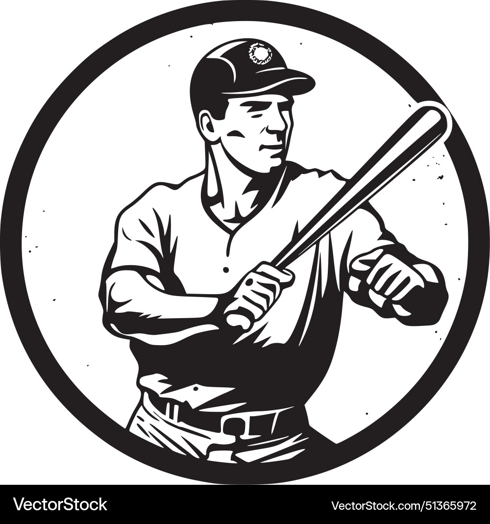 Baseball - black and white isolated icon Vector Image