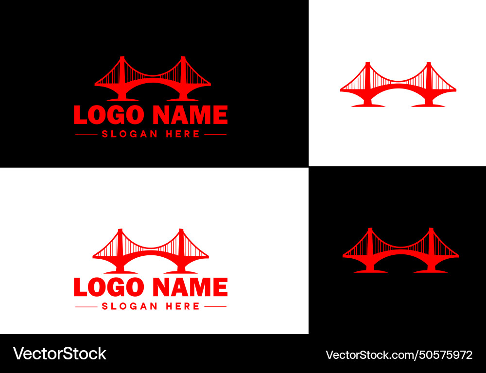 Bridge construction building logo icon Royalty Free Vector