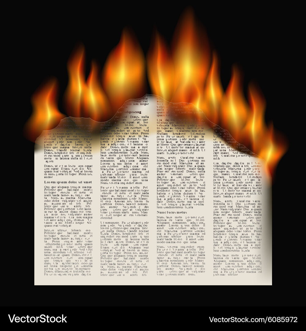 Burning newspaper Royalty Free Vector Image - VectorStock