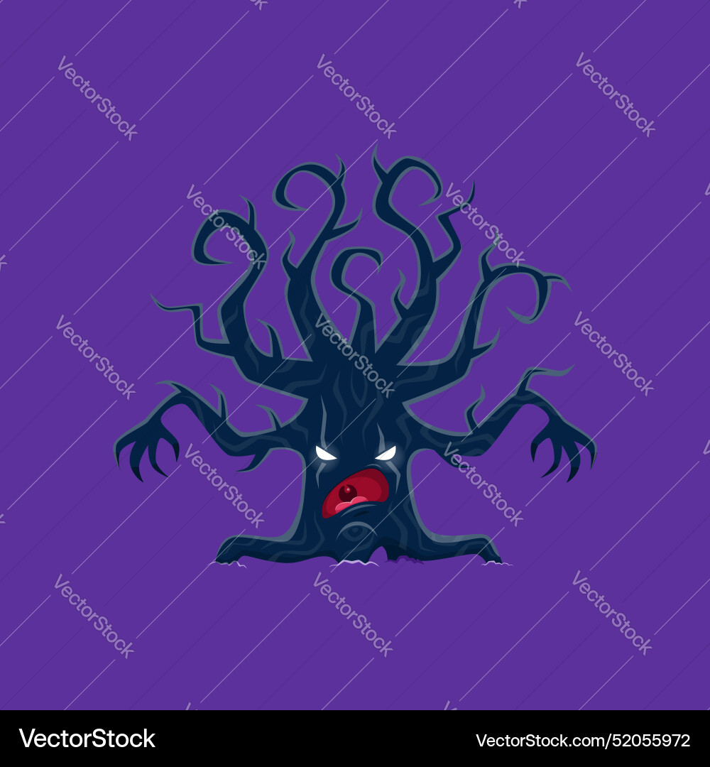 Cartoon halloween scary tree monster character Vector Image