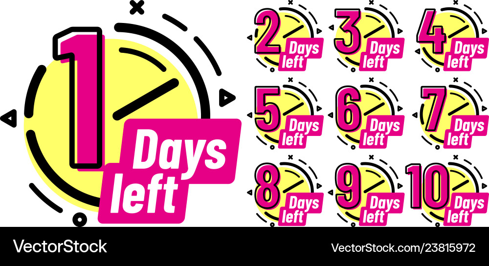 Days left badges going countdown sign one day Vector Image