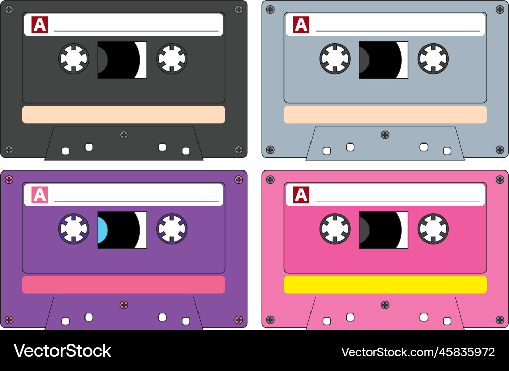 Different colorful cassette tapes Royalty Free Vector Image