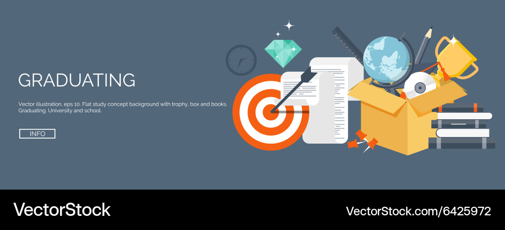 Flaches Studium Hintergrundset Lizenzfreies Vektorbild