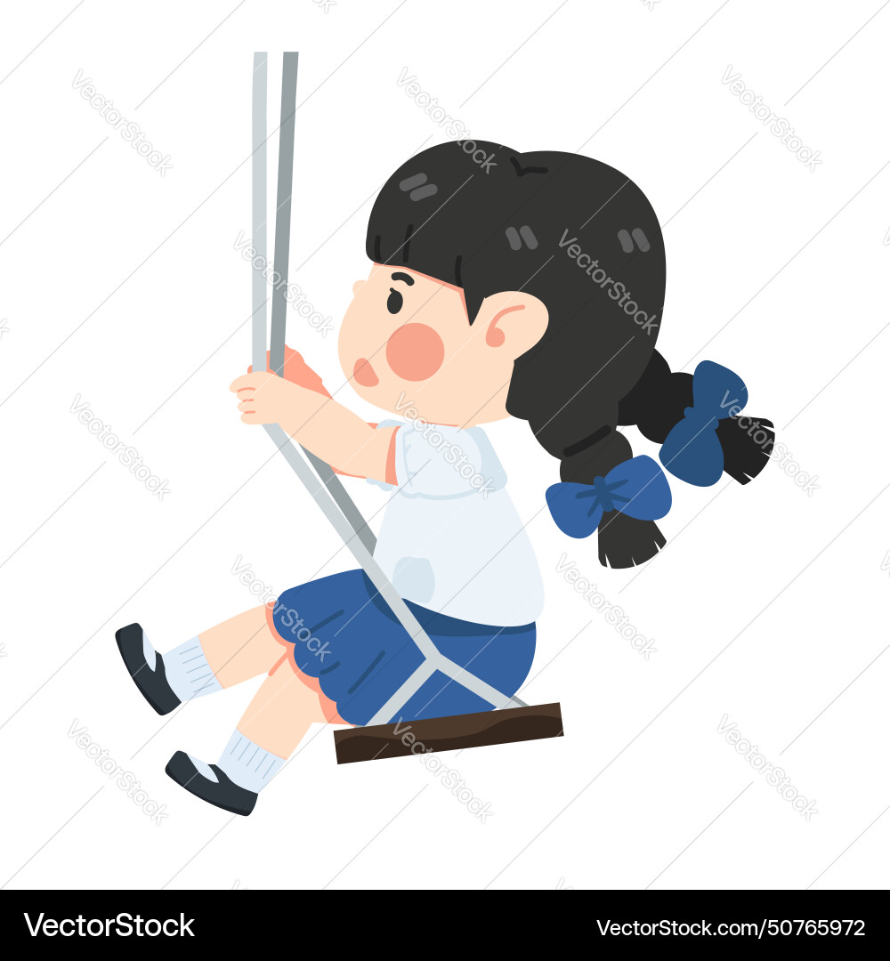 Girl student having fun on swing Royalty Free Vector Image
