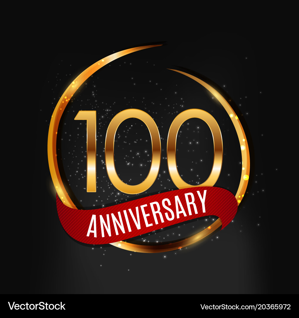 Template gold logo 100 years anniversary with red Vector Image
