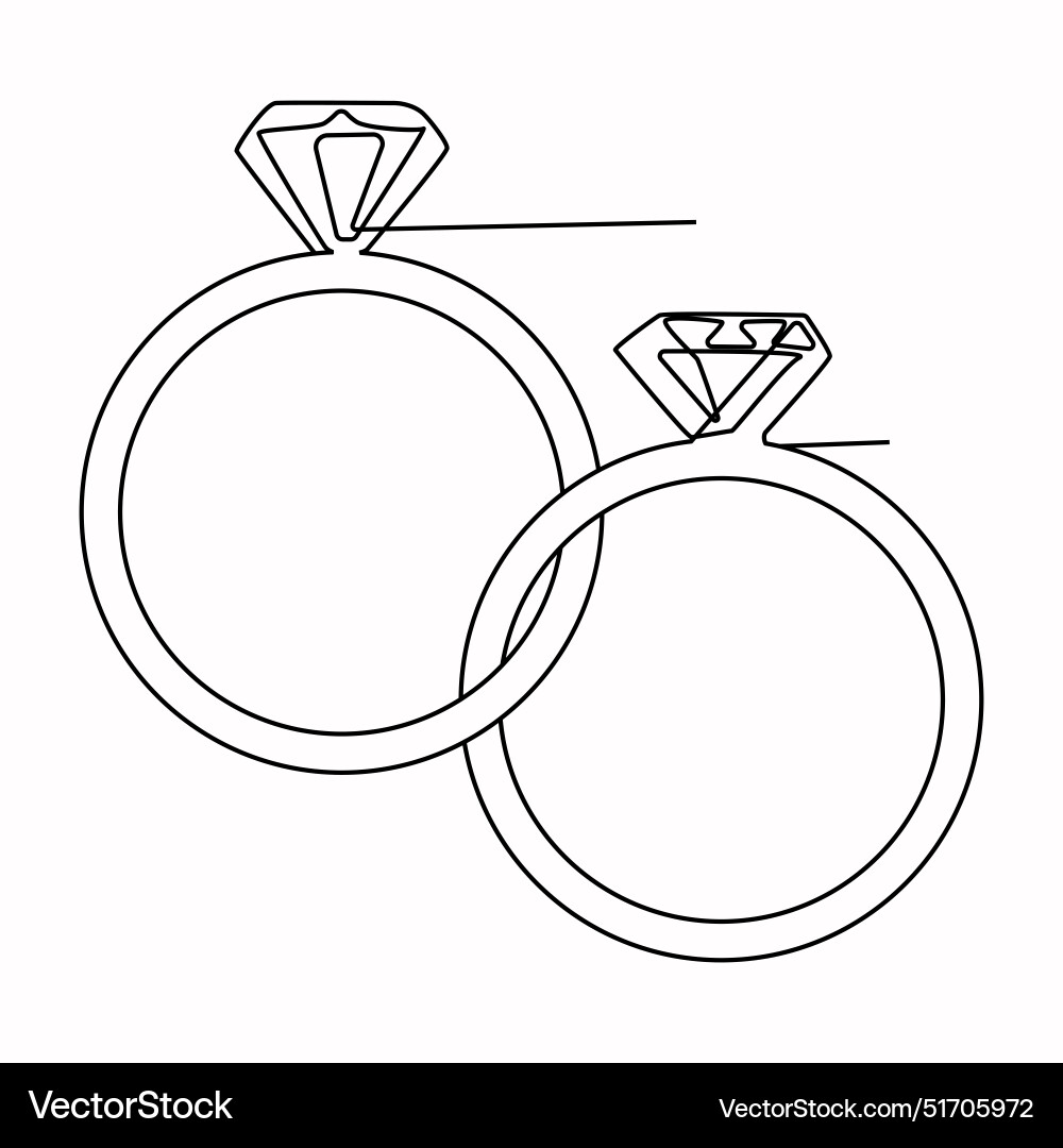 Wedding rings in continuous one line drawing Vector Image