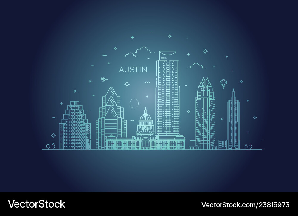 Austin architecture line skyline Royalty Free Vector Image
