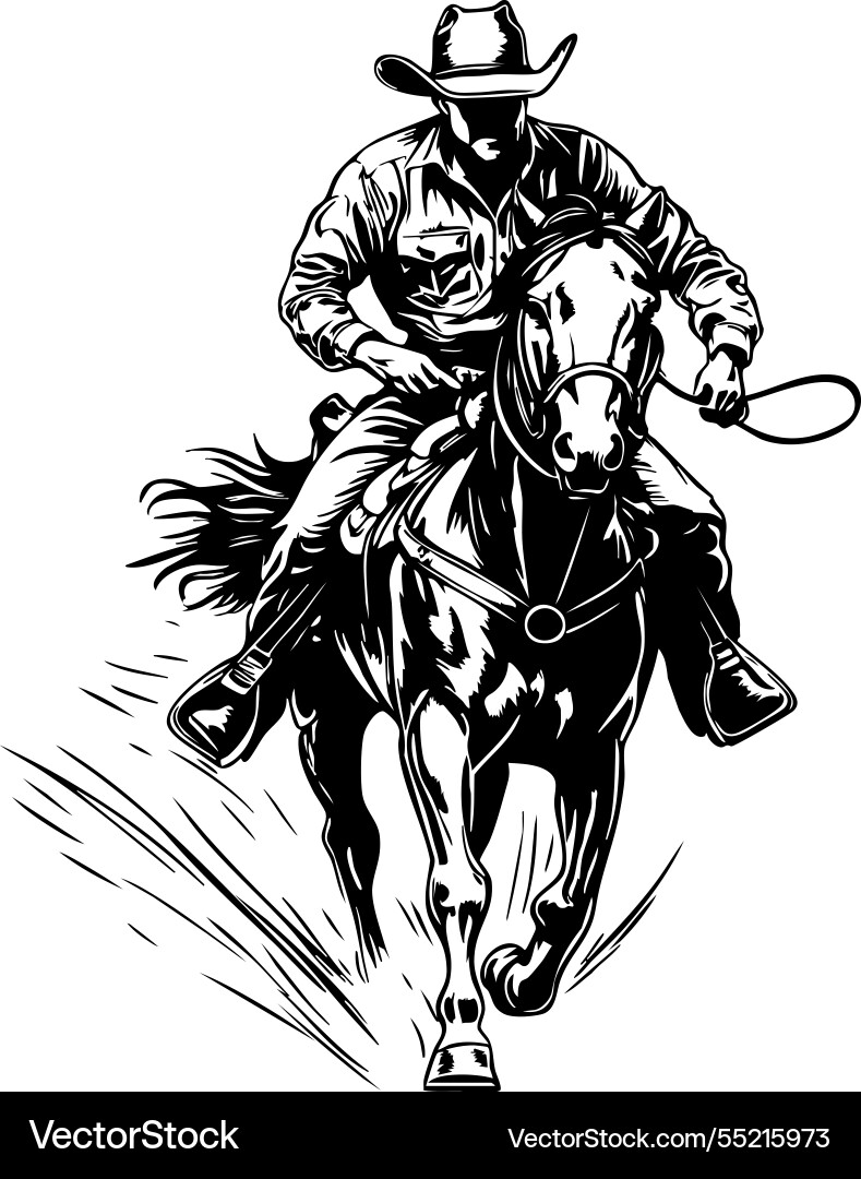 Cowboy riding a galloping horse Royalty Free Vector Image