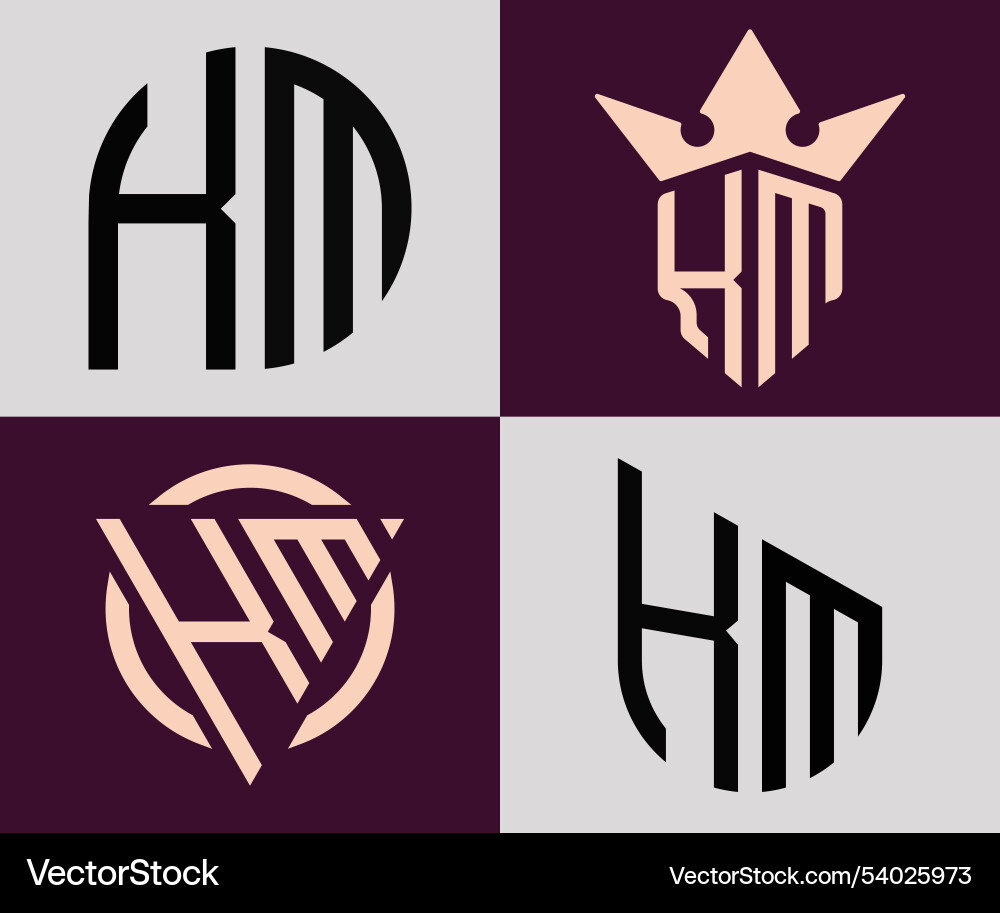 Creative simple initial letters km logo designs Vector Image