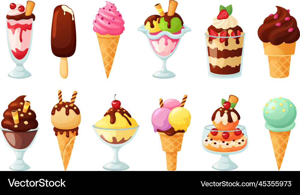 Delicious Ice Cream Sundae Royalty Free Vector Image