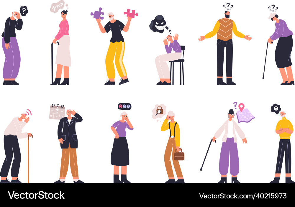 Dementia and Memory Loss Symptoms Royalty Free Vector Image