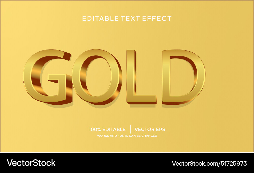Editable gold 3d text effect with modern style Vector Image