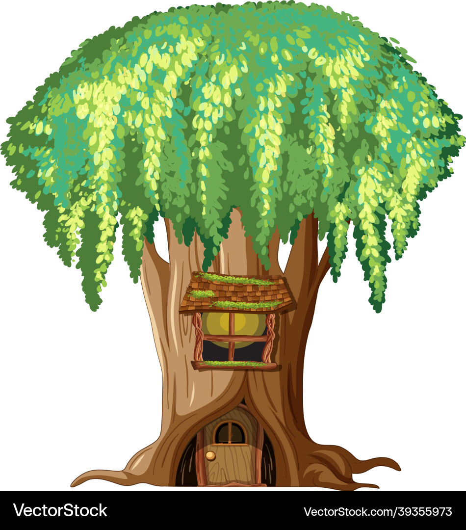 Fantasy huge tree on white background Royalty Free Vector