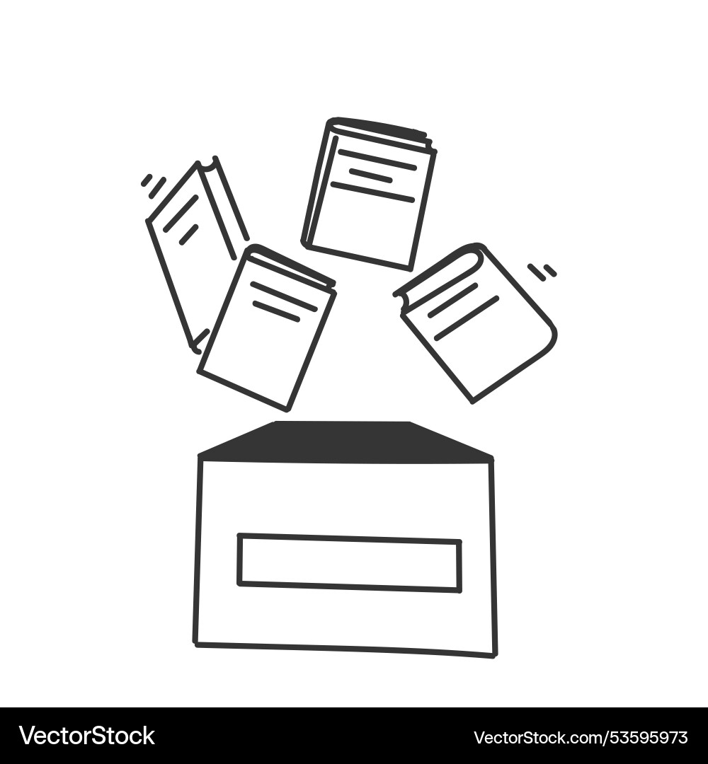 Hand drawn doodle book donation concept Royalty Free Vector