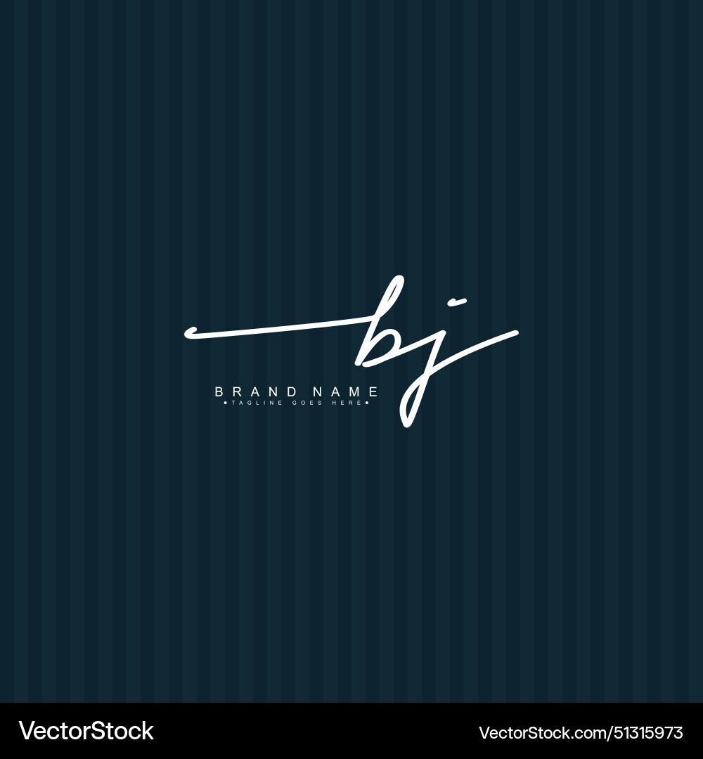 Handwritten signature logo for initial letter bj Vector Image