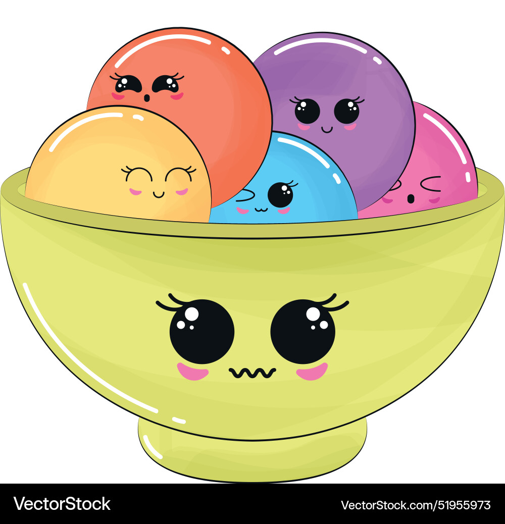 Happy cute bowl cartoon Royalty Free Vector Image