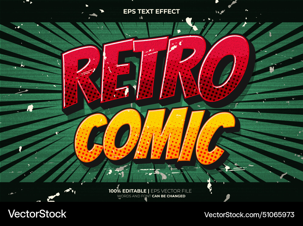 Retro vintage comic cartoon hero text effect Vector Image