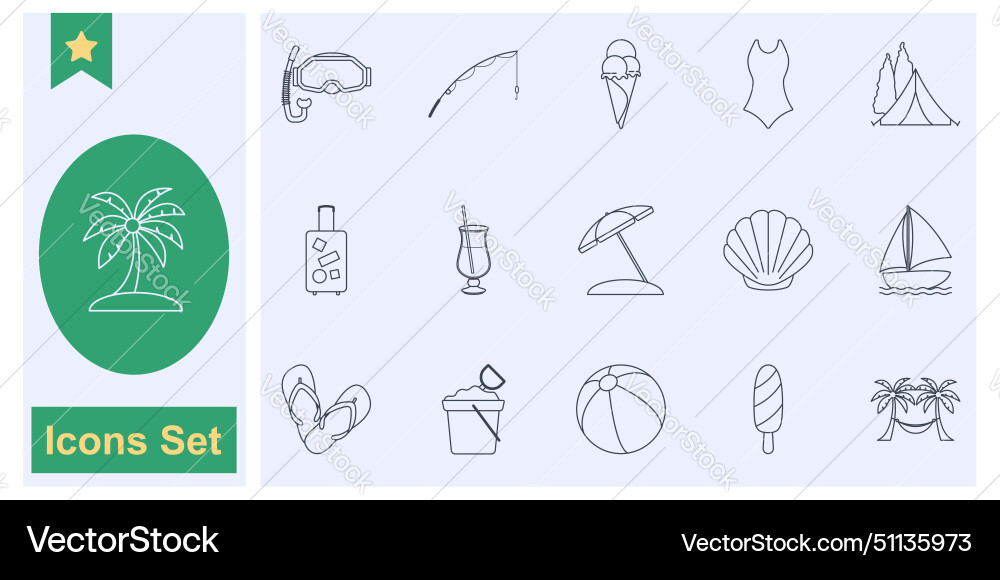 Summer and holidays icon set symbol collection Vector Image