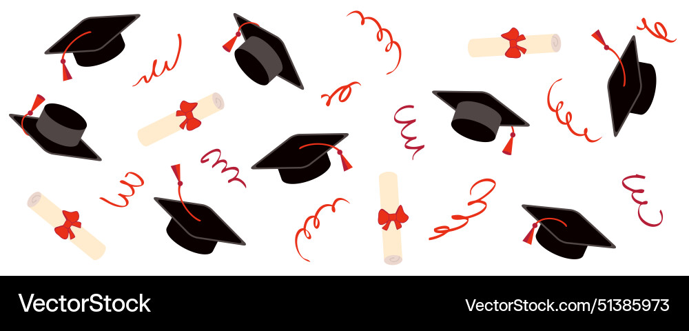 Tassel cap and certificate graduation horizontal Vector Image